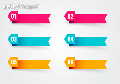 Vector illustration bullet point flags. Banner in retro color with ...