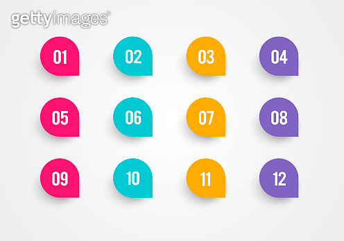 Vector illustration bullet point set. Marker in retro color. Pins with ...