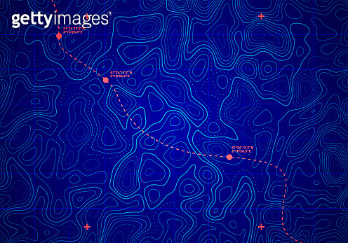 Vector Sea Depth Topographic Map With Route And Coordinates Conceptual ...
