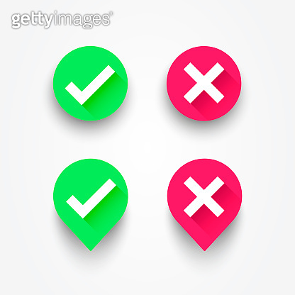Vector Illustration Check box list icons set. Green checkmark OK and ...