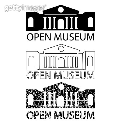 Museum Building icon. Open museum signboard. Set of museum icons ...