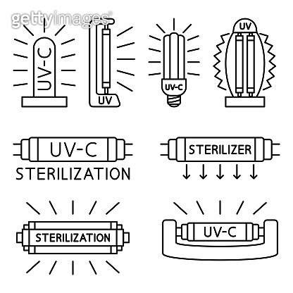 Ultraviolet, disinfection lamp. Information signs for packaging ...