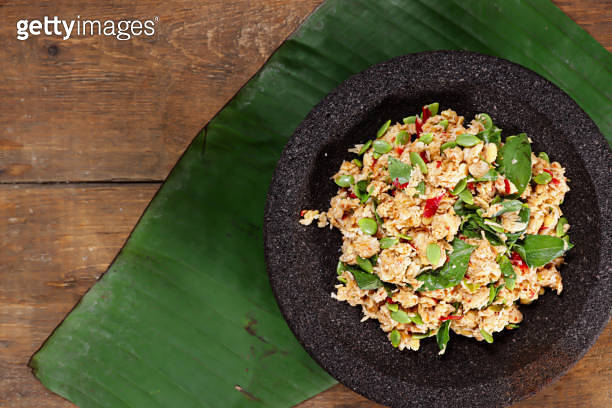 Sambel tempe or sambal tempeh is traditional indonesian culinary food ...