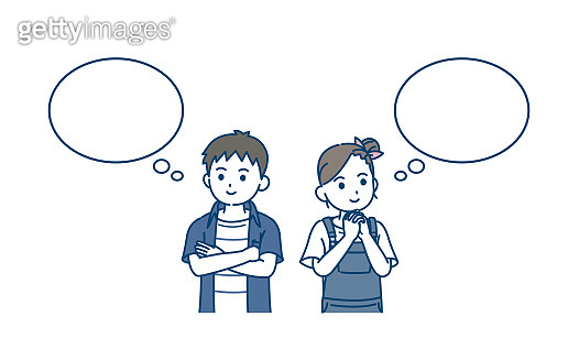 Boy and girl kid remind illustration 이미지 (1325160645) - 게티이미지뱅크