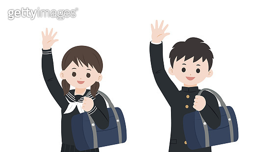 Student wave hands Bye Bye pose illustration 이미지 (1301114192) - 게티이미지뱅크