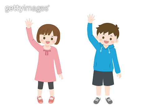 Wave hands kids illustration 이미지 (1298532796) - 게티이미지뱅크