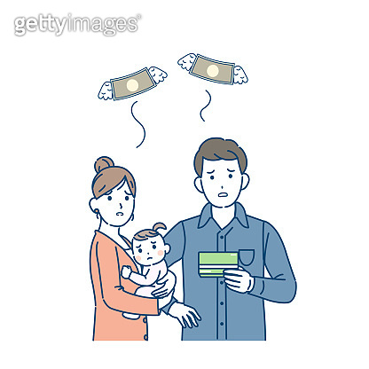 Young family no money illustration 이미지 (1317547669) - 게티이미지뱅크