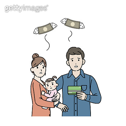 Young family no money illustration 이미지 (1317547666) - 게티이미지뱅크