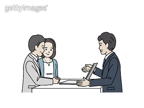 Businessman explaining to a customer illustration 이미지 (1355364102) - 게티 ...