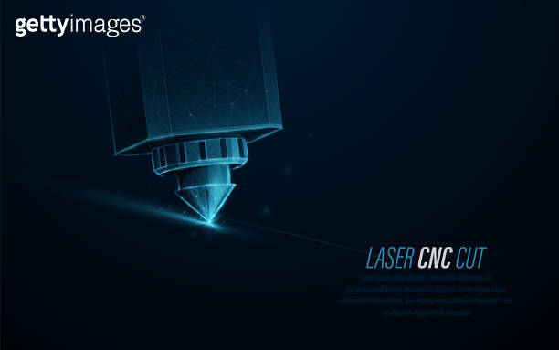CNC Laser cutting of industrial technology. Low polygon line, triangles ...