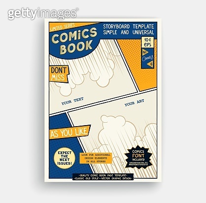 Comic book page template. Classic storyboard artwork. Comics magazine ...