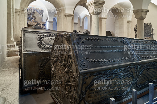Medieval inscribed coffins in the crypt of the Brunswick Cathedral ...