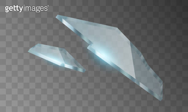 Realistic shards of transparent broken glass on abstract transparent ...