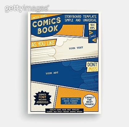 Comic book page template. Classic storyboard artwork. Comics magazine ...
