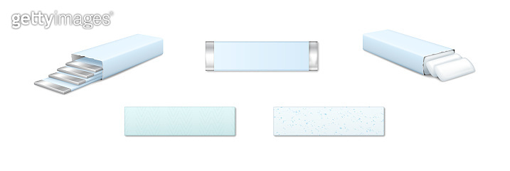 Chewing gum paper packaging mockup set. Realistic blank foil paper ...