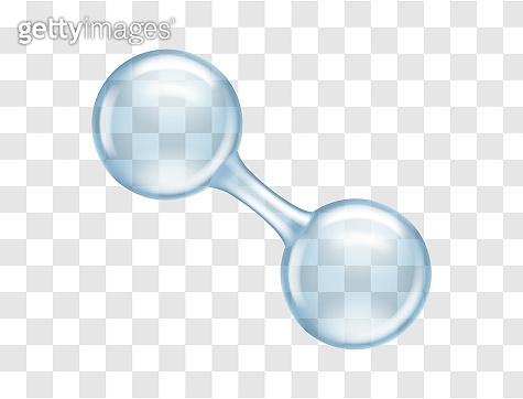 Transparent oxygen molecule bubble shape. Glowing o2 molecular formula ...