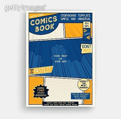 Comic book page template. Classic storyboard artwork. Comics magazine ...