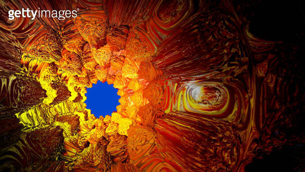 Blue hole in a circular three-dimensional fractal. 3d fractal graphic ...