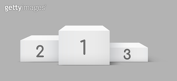 Realistic winner pedestal for rewarding first second third place. Step ...