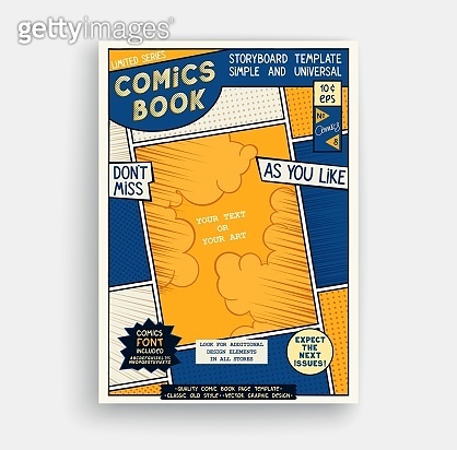 Comic book page template. Classic storyboard artwork. Comics magazine ...