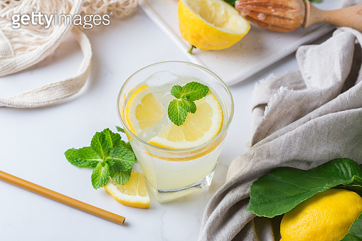Hard seltzer cocktail with lemon and zero waste bartenders accessories ...