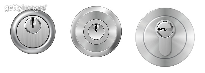 Metal keyholes for secure door lock, realistic templates set isolated ...