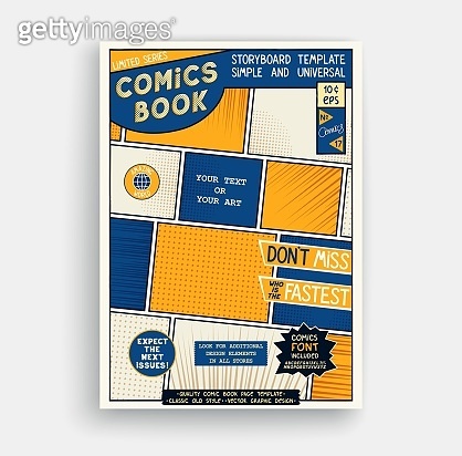 Comic book page template. Classic storyboard artwork. Comics magazine ...
