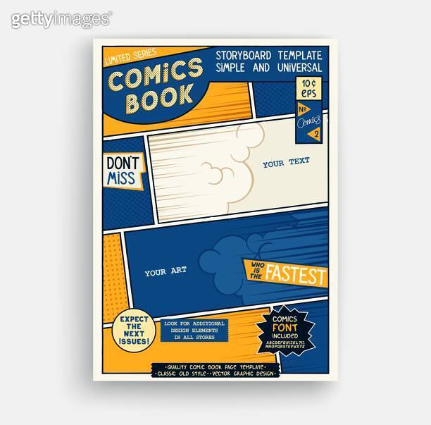 Comic book page template. Classic storyboard artwork. Comics magazine ...