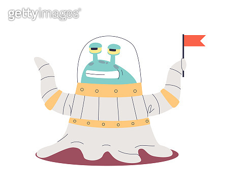 Cute monster character. Friendly monster cartoon from cosmos space ship ...