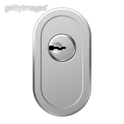 Silver metal keyhole isolated on white background. Realistic key hole ...