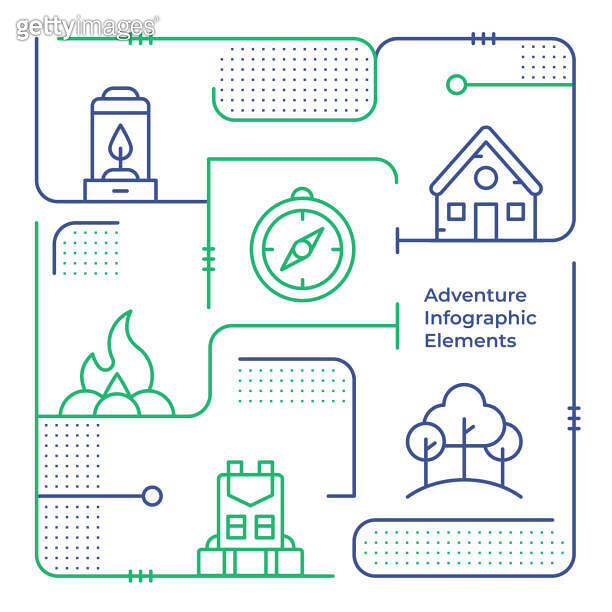 Infographic Design Template of Adventure Vector Line Illustration 이미지 ...