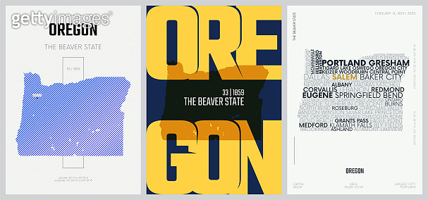 33 of 50 sets, US State Posters with name and Information in 3 Design ...