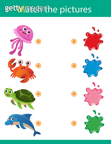 Match by color. Puzzle for kids. Matching game, education game for ...