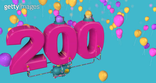 Number 200 floating in the air connected to a compressor by glass pipes ...