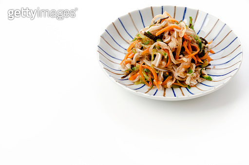 Japanese food, Aemono, Mimigar(Pork ears) with Plum kombu and ...