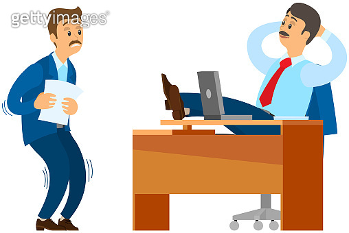 Office worker is afraid of boss. Stress at work. Subordinate is afraid ...