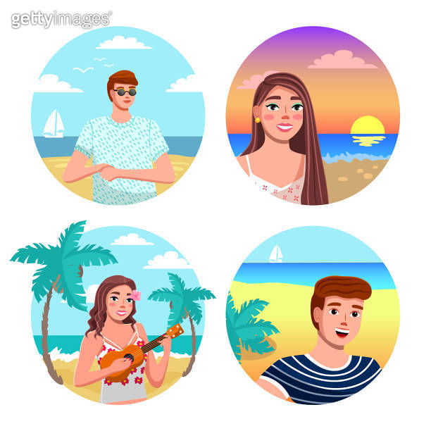Smiling people avatar set. Men and women portraits in different ...