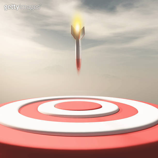 Rocket missile falling to a red target . Target audience and strategy ...