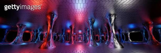 Sci Fi Futuristic Fantasy Strange Alien Structure panorama, 3D ...