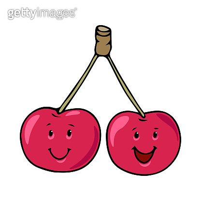 Cute cherries vector illustration. Fruits and vegetables garden clip ...