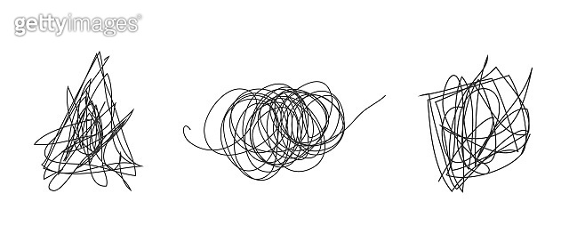 Insane messy line.Set of messy clew symbols connected between them line ...