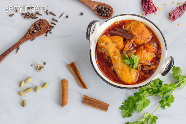 Chicken Curry with Assorted Spices Directly Above Horizontal Photo 이미지 ...
