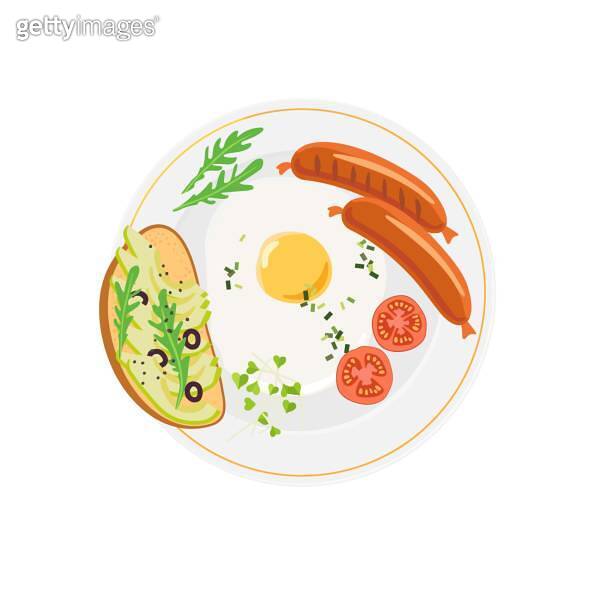 English breakfast on plate. Traditional english breakfast with fried ...
