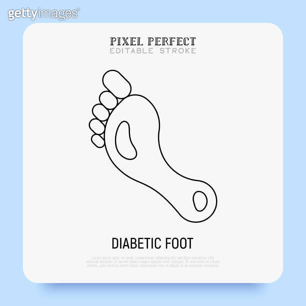 Diabetic foot thin line icon. Open sores on the feet. Pixel perfect ...