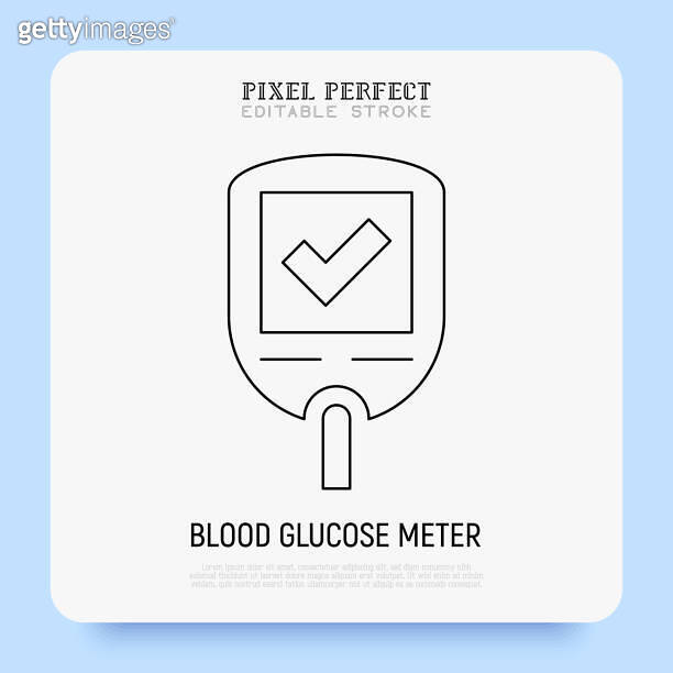 Blood glucose meter with good result on screen. Glucometer with check ...