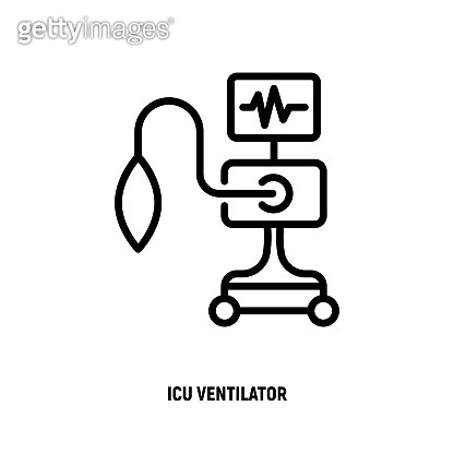 ICU ventilator, medical therapy for lungs ventilation. Thin line icon ...