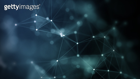 Network connection structure. Abstract background with moving dots and ...