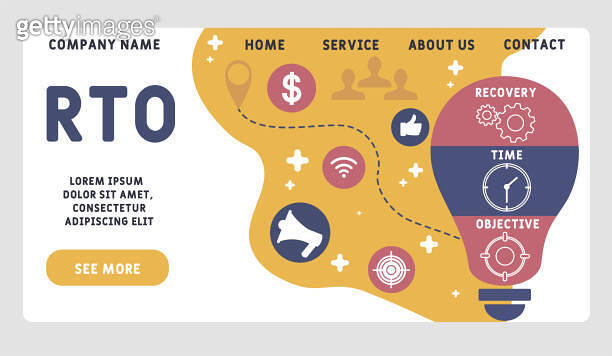 Vector website design template . RTO - Recovery Time Objective ...