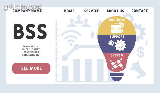Vector website design template . BSS - Business Support System acronym ...