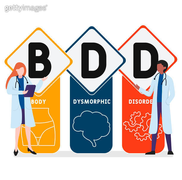 Flat design with people. BDD - Body Dysmorphic Disorder acronym ...